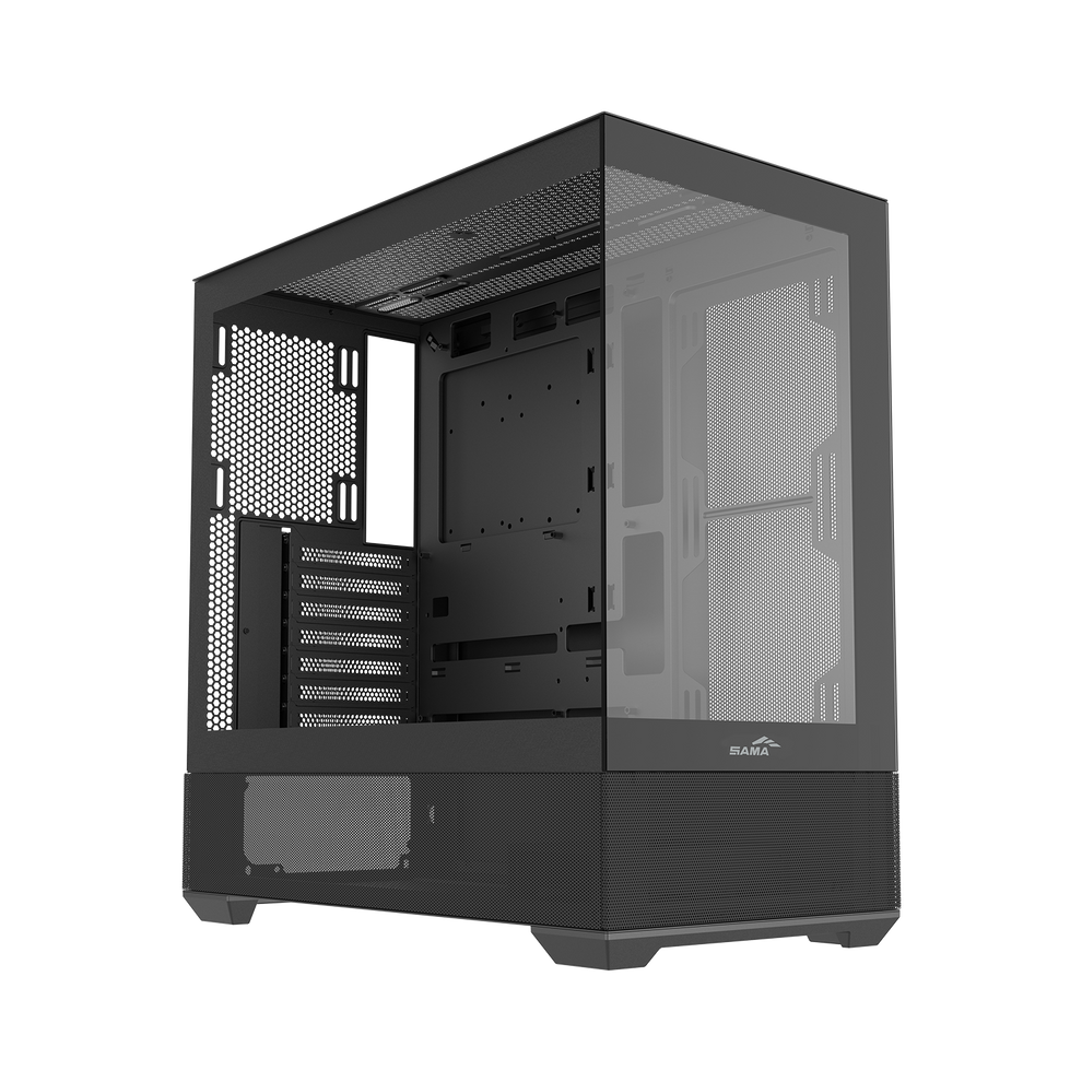 SAMA V40E Mid-Tower Dual Tempered Glass Panel PC Case (Black) – PinkleHub